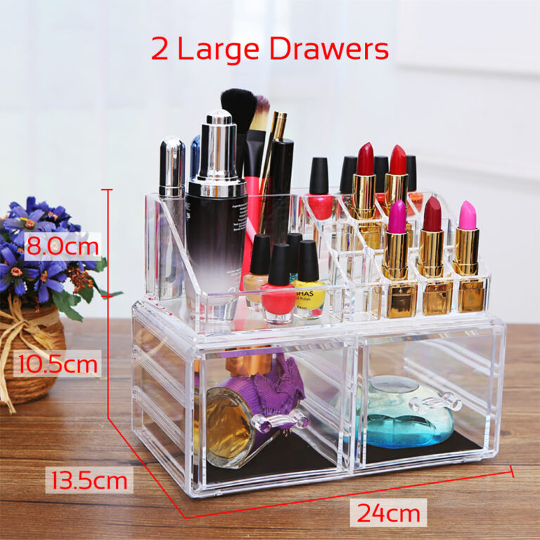[Makeup bokse] Køb Makeup Boks i Akryl med 2 store skuffer & 16 rum